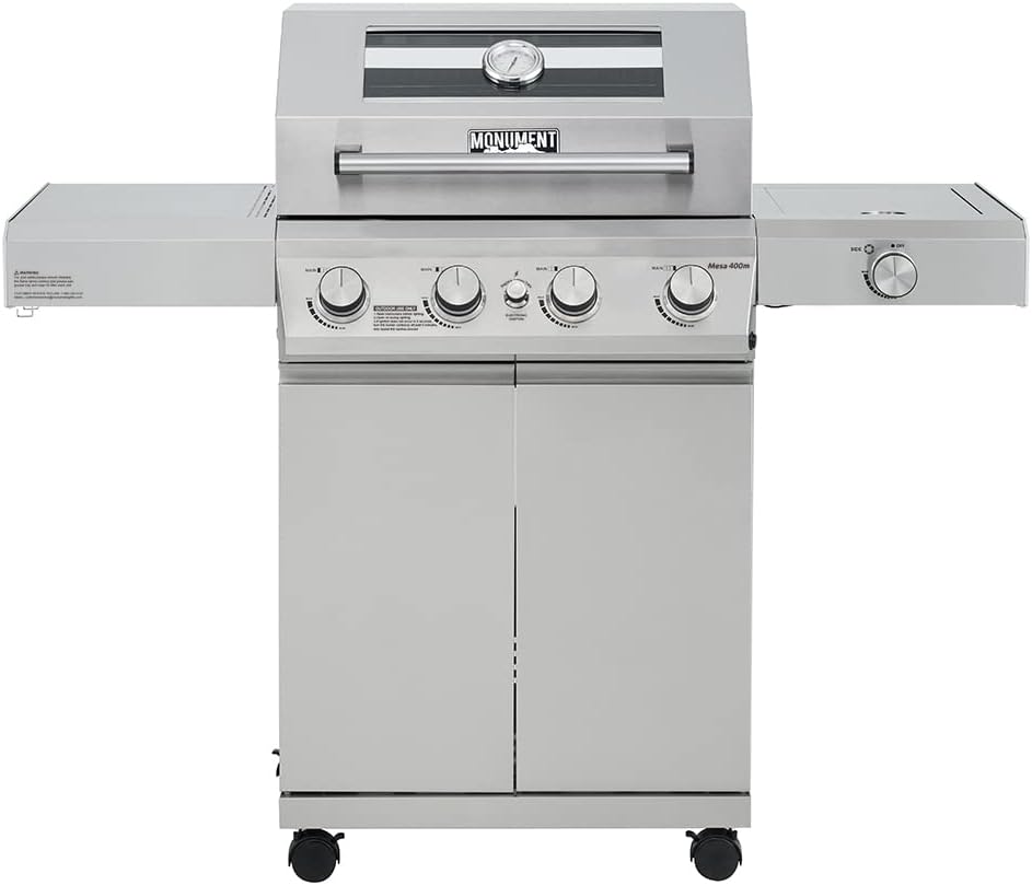 Monument Grills 4-Burner Propane Gas Grill Stainless Steel - Fire Pit Focal